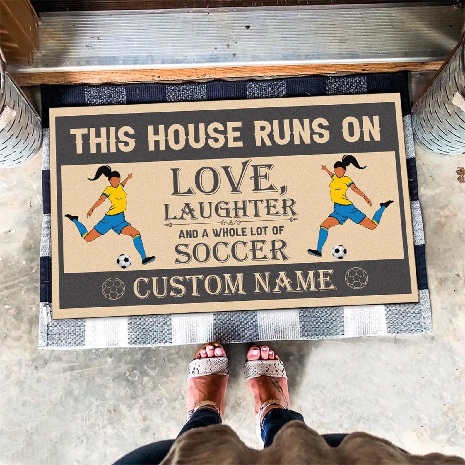 Soccer Doormat, This House Runs on Soccer Mat, Soccer Rug,perfect Gift ...