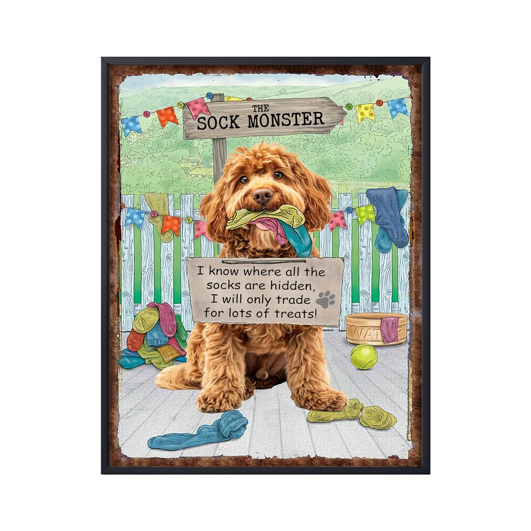 The Sock Monster Cockapoo Wall Art, Funny Cockapoo Poster Art, Cockapoo ...