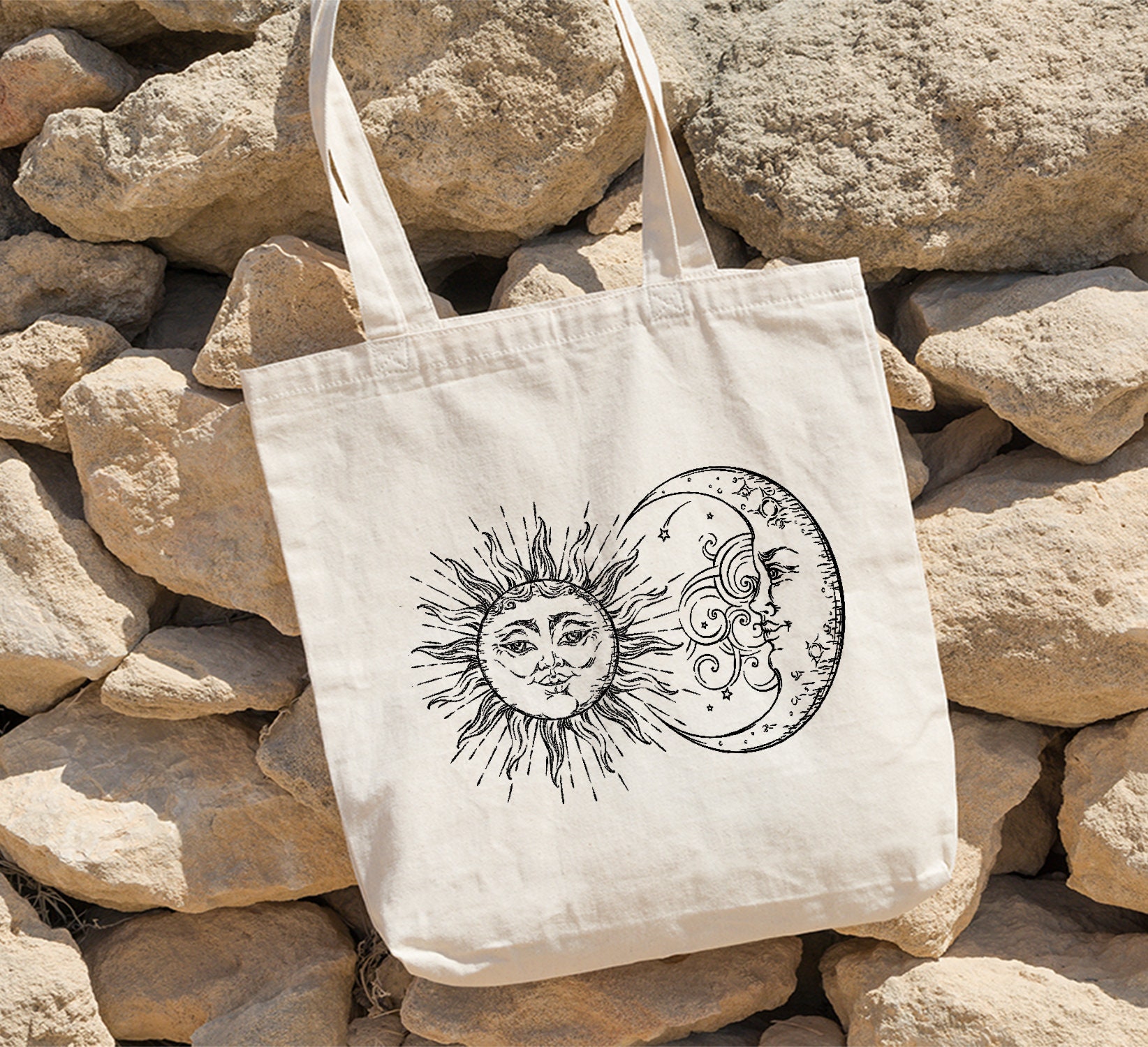 Sun and Moon Tote Bag, Sun Tote Bag, Moon Tote Bag, Canvas Tote ...