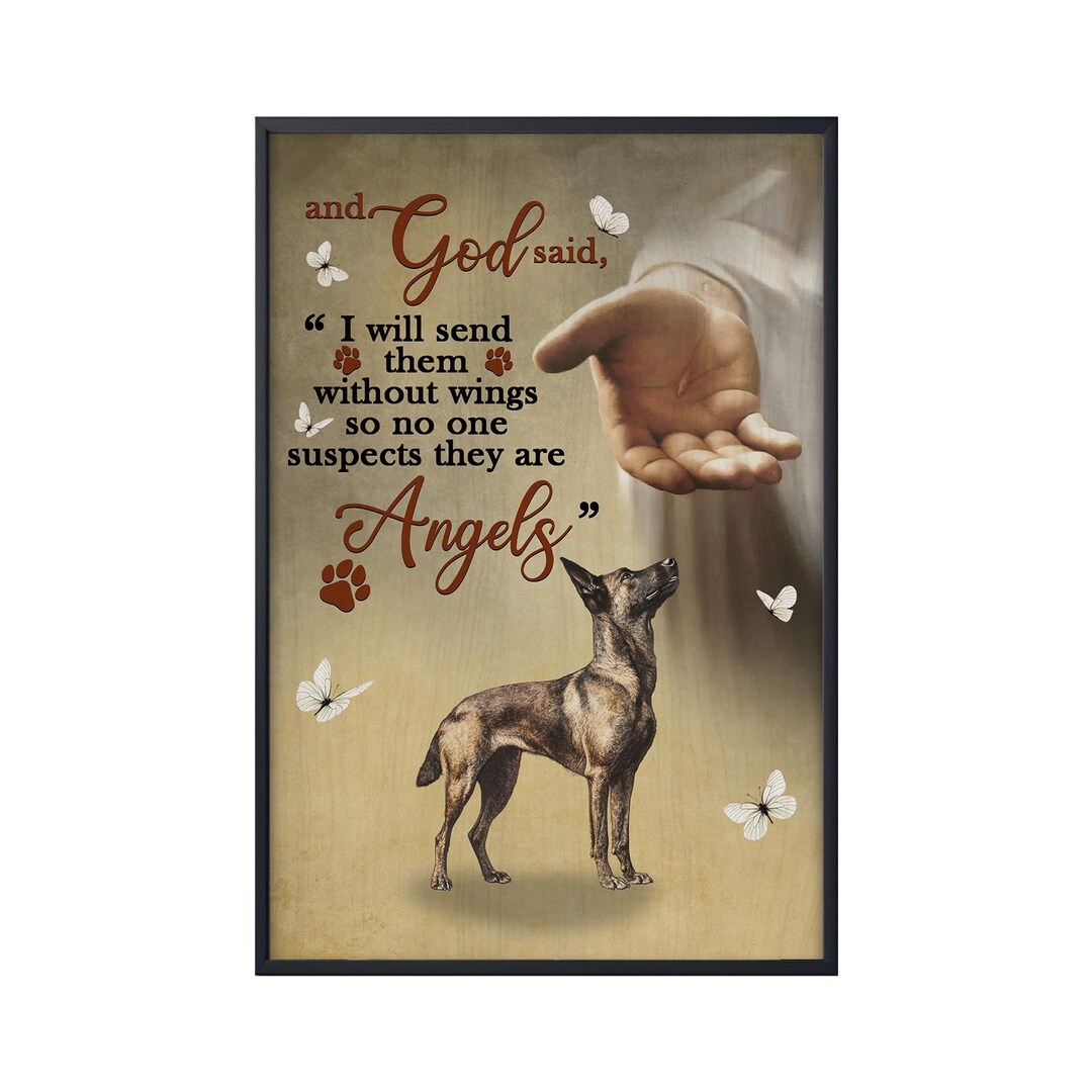 Dutch Shepherd Wall Art, Angels Jesus Poster God With Dog Canvas Poster ...