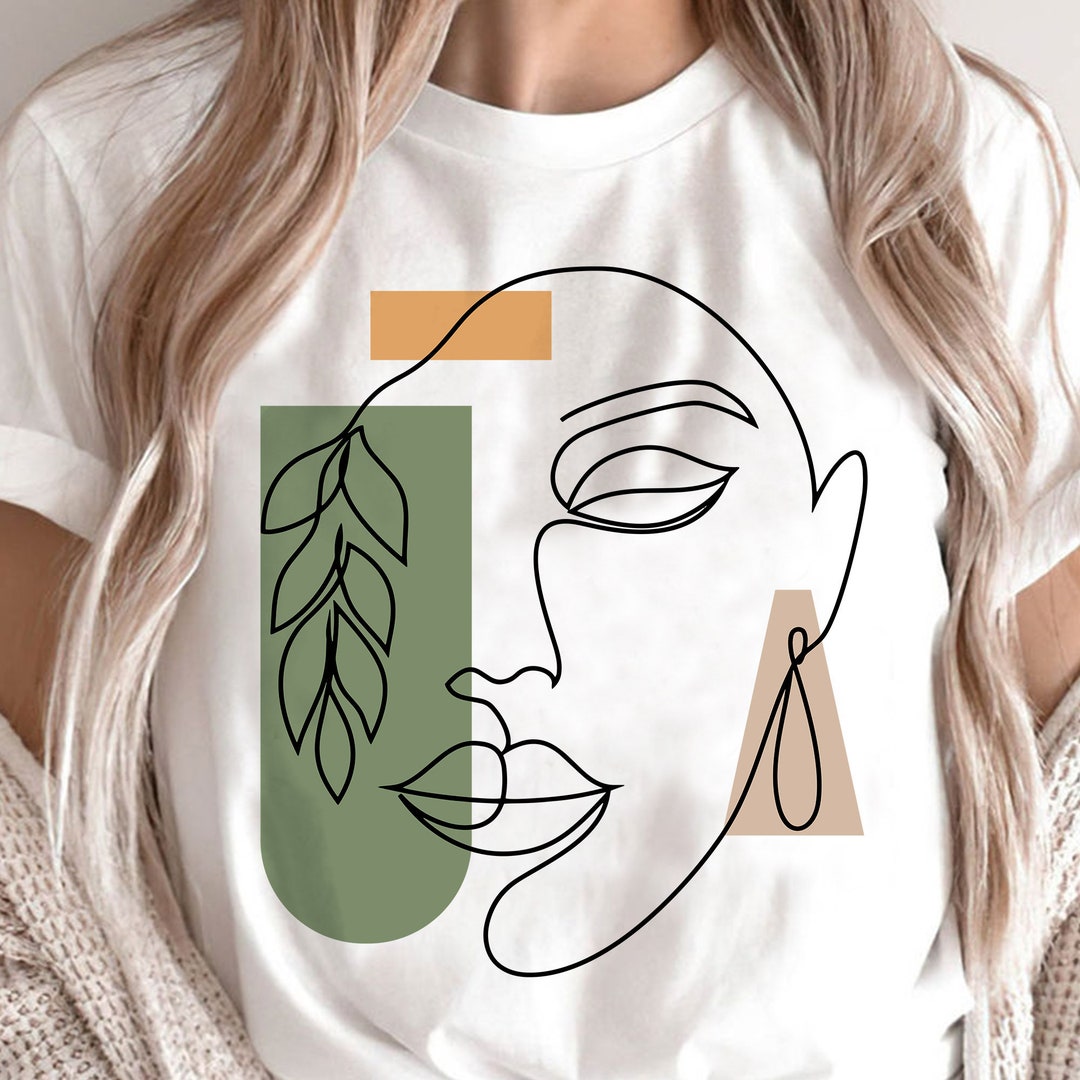 Face Line Art T-shirt, Abstract Woman Face Line Art T-shirt, Women T ...