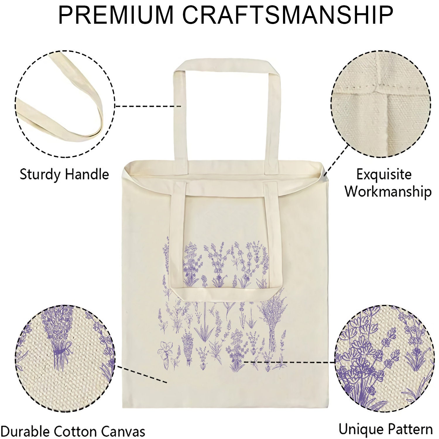 Lavender Tote Bag, Abstract Flowers Tote Bag, Floral Tote Bag, Lavender ...