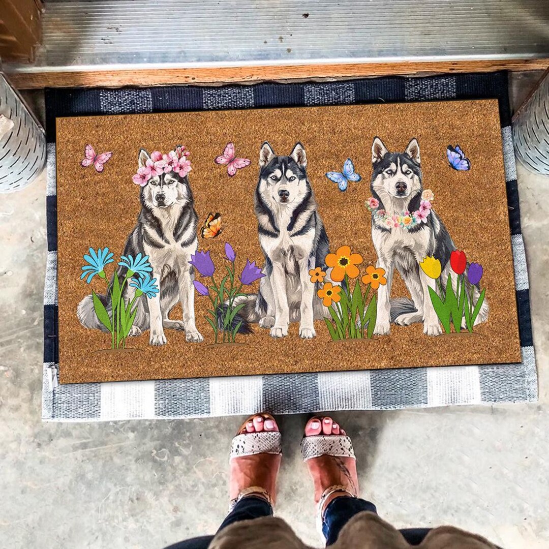 Siberian Husky Mat, Cute Husky Doormat, Husky Dog Lover Gift, Dog ...