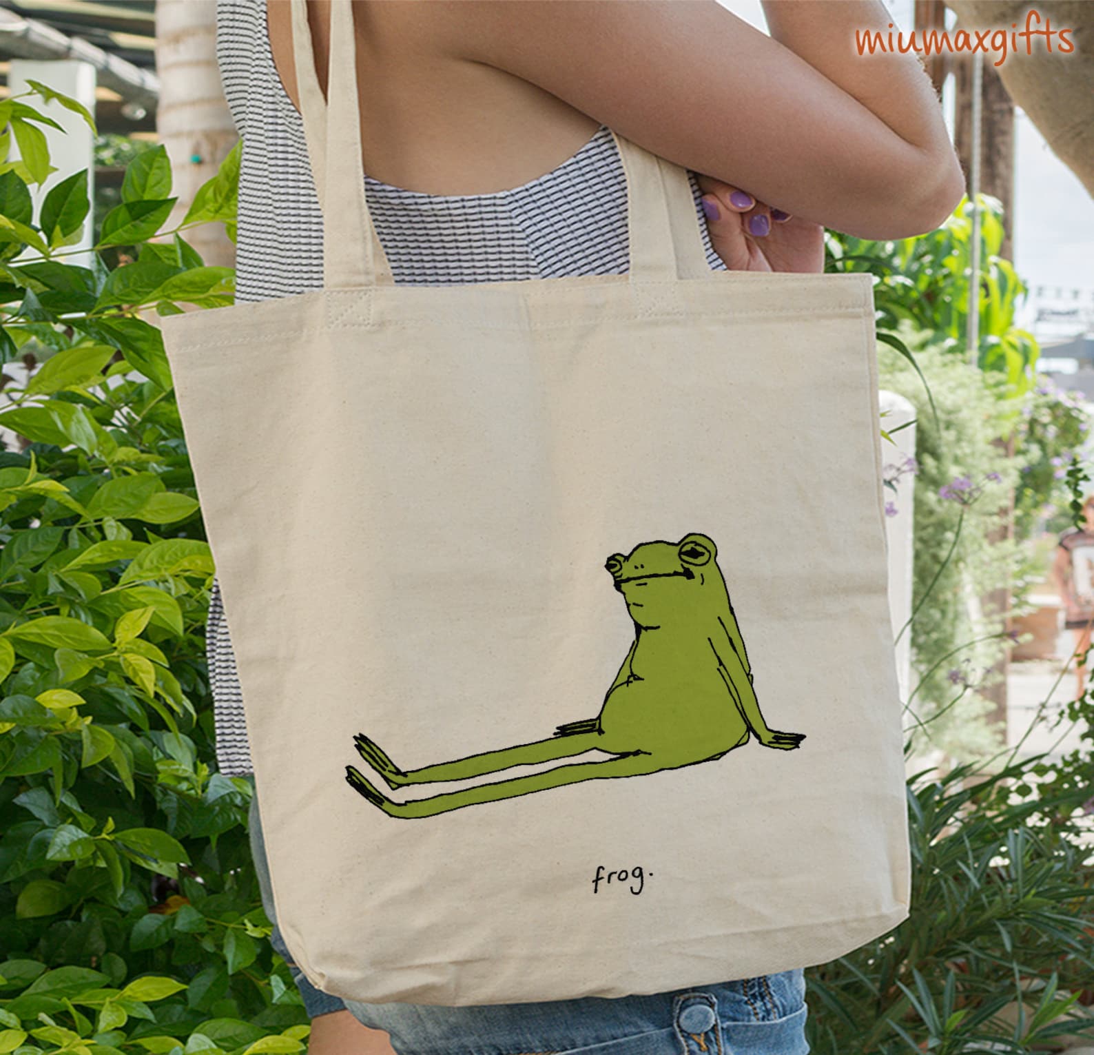 Frog Line Art Tote Bag Cute Frog Tote Bag Frog Cottagecore - Etsy