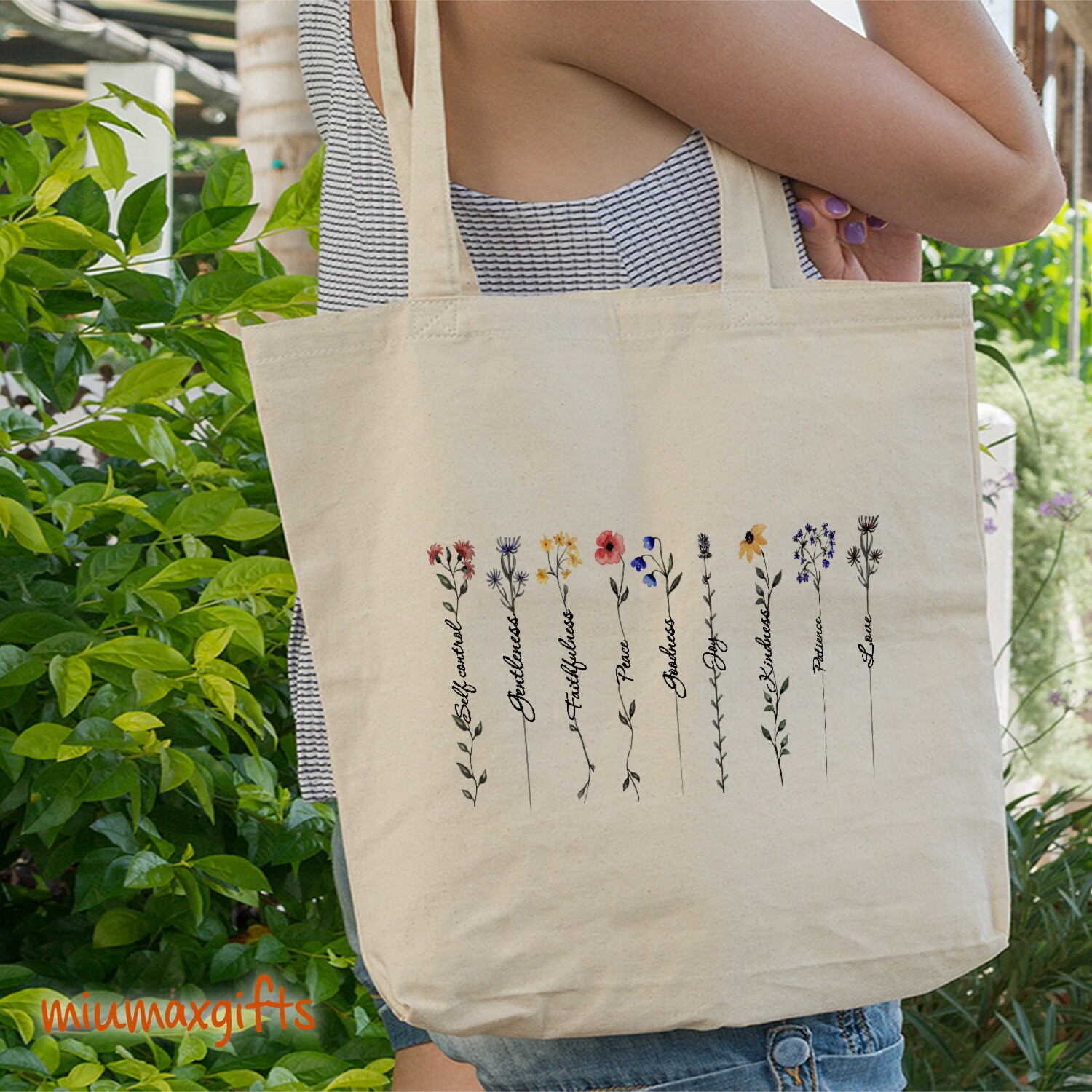 Fruit of the Spirit Christian Tote Bag Wildflower Tote Bag | Etsy