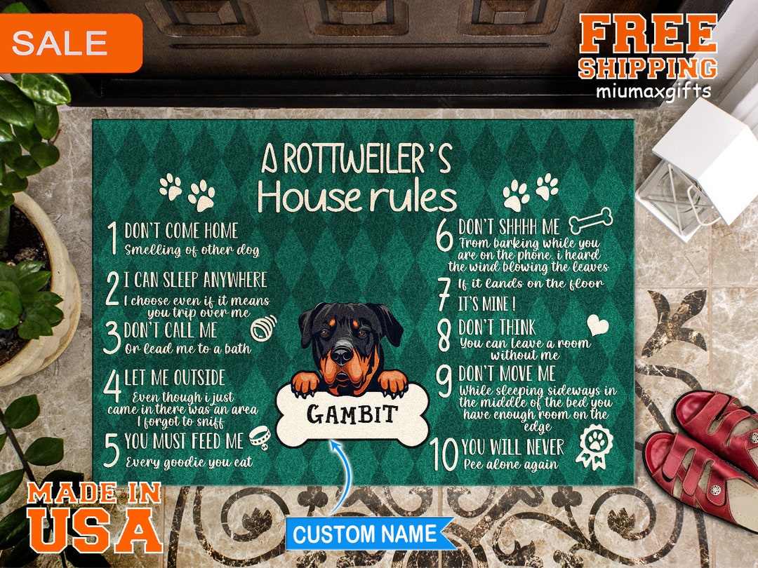 Rottweiler Rug, Rottweiler Doormat, Rottweiler Mat, Visiting My House ...