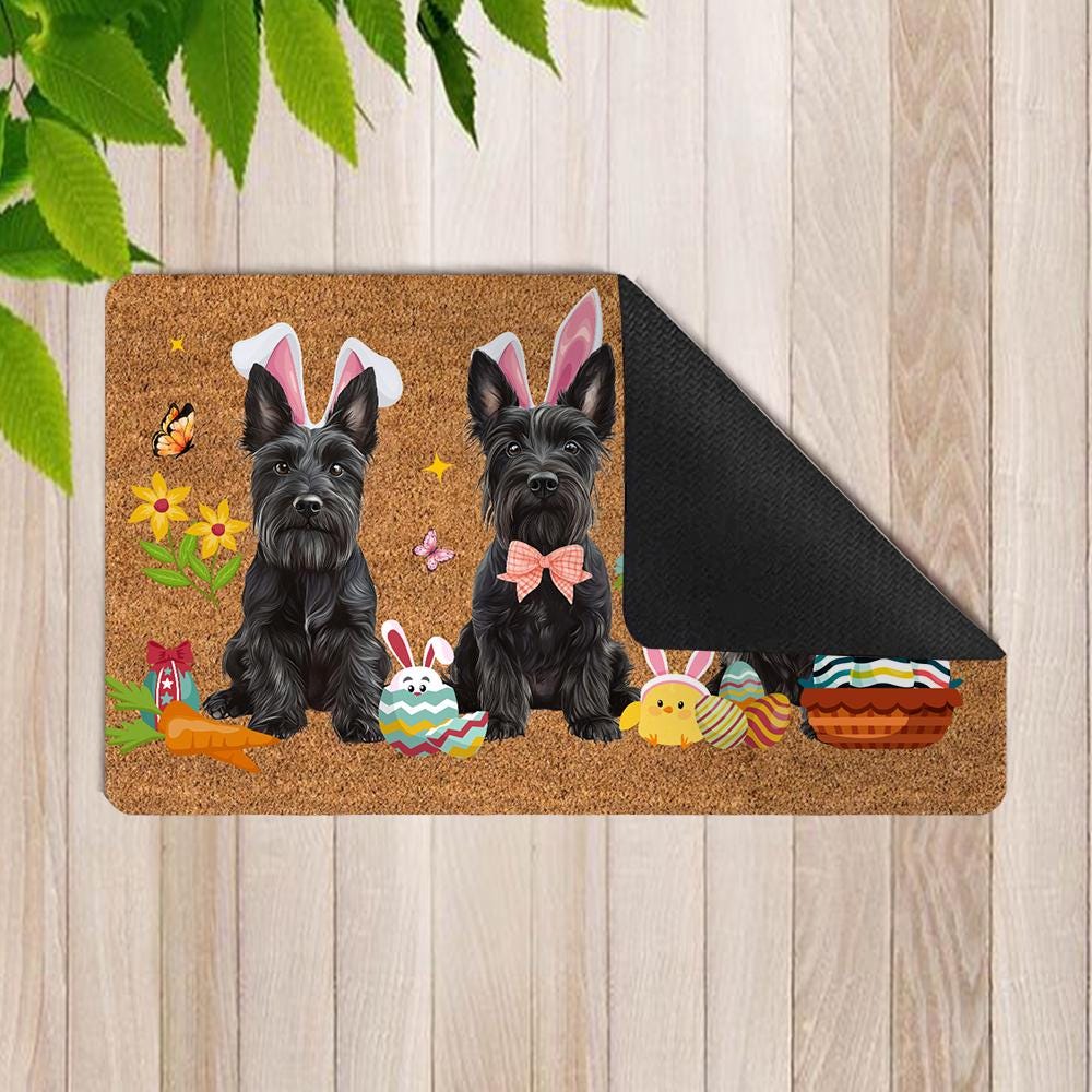Easter Scottish Terrier Mat, Cute Scottish Terrier Easter Doormat, Dog ...