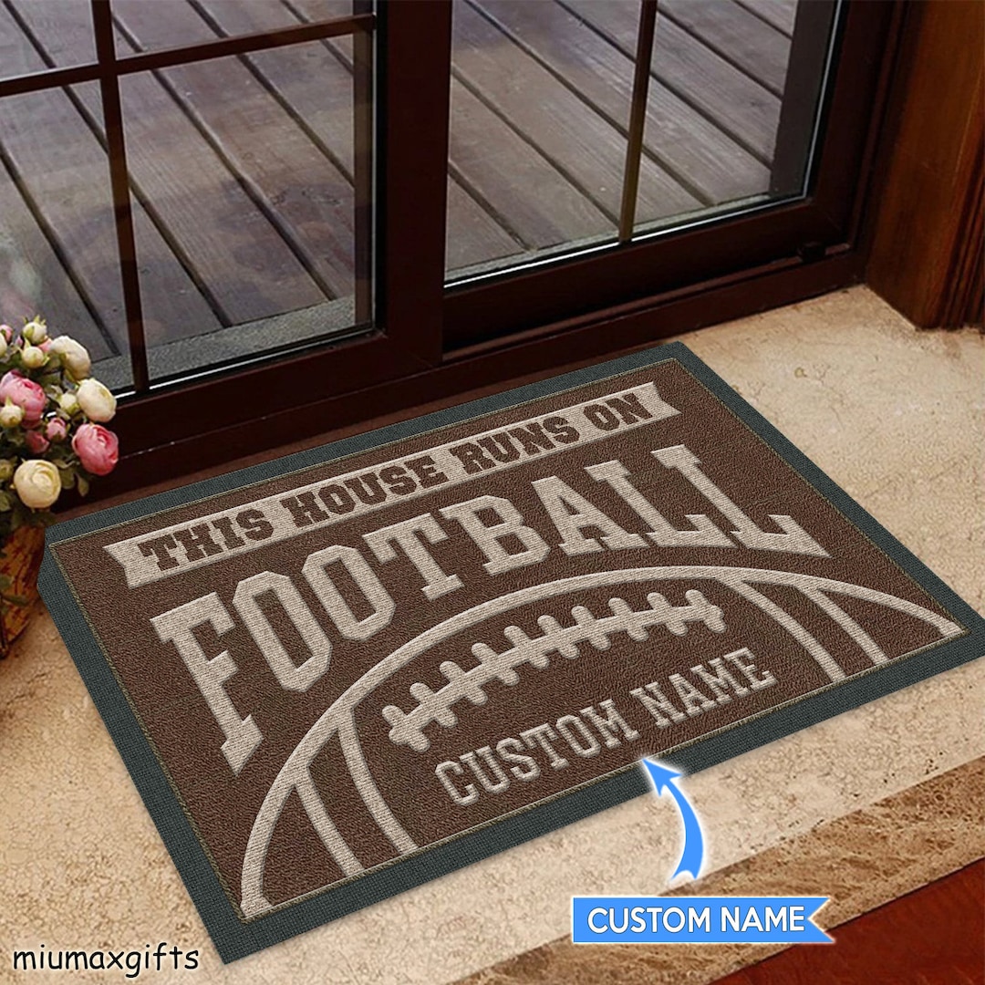 This House Runs on Football Personalized Doormat, Football Doormat ...