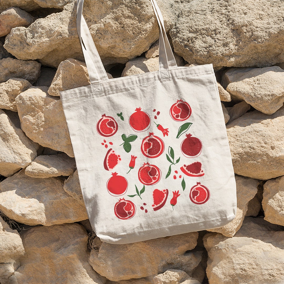 Pomegranate Tote Bag, Pomegranate Bag Fruit Cottage Tote Aesthetic Bag ...