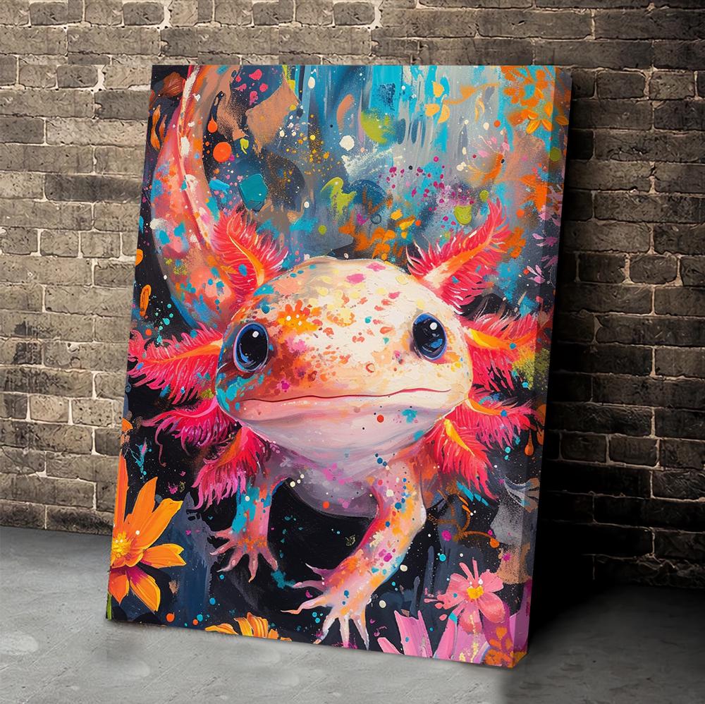 Colorful Axolotl Poster, Axolotl Canvas, Axolotl Wall Art, Axolotl ...