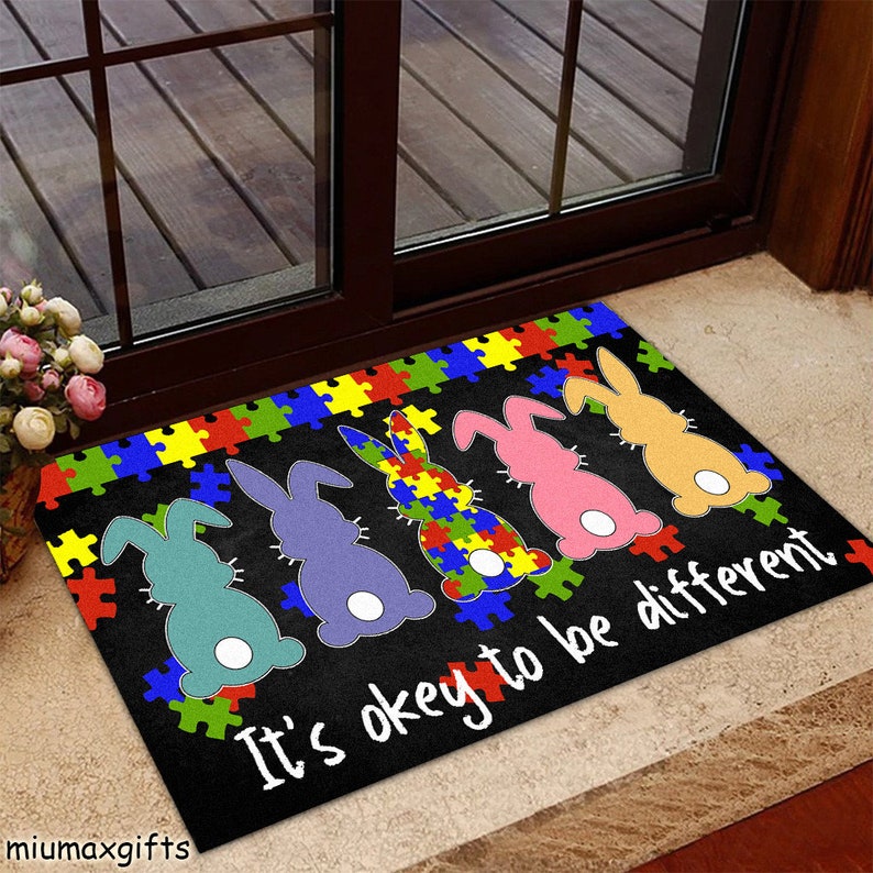 Easter Bunny Autism Doormat It's Okay to Be Different - Etsy