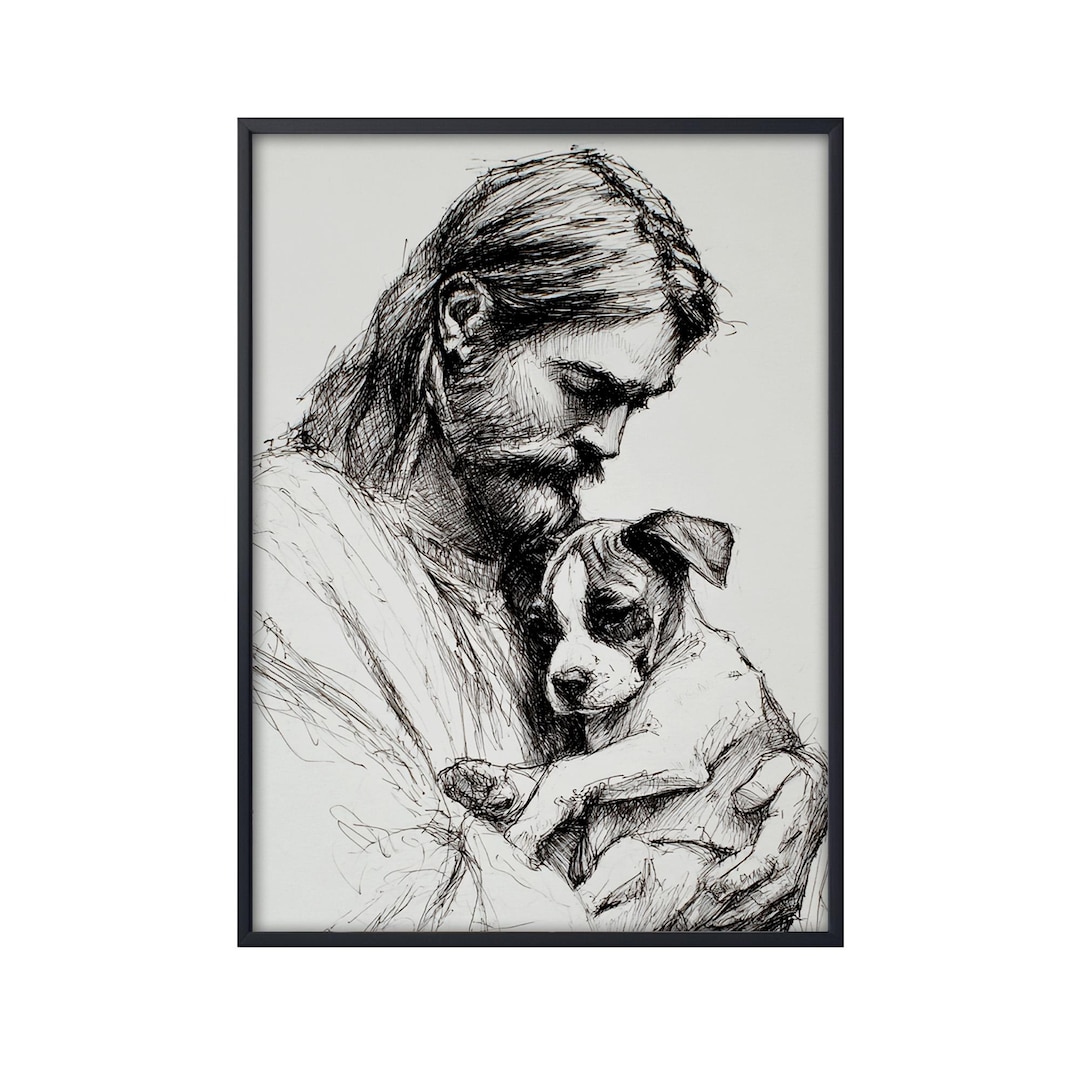Jesus and Boxer Dog Poster, Boxer Wall Art, Boxer Christmas Decor ...