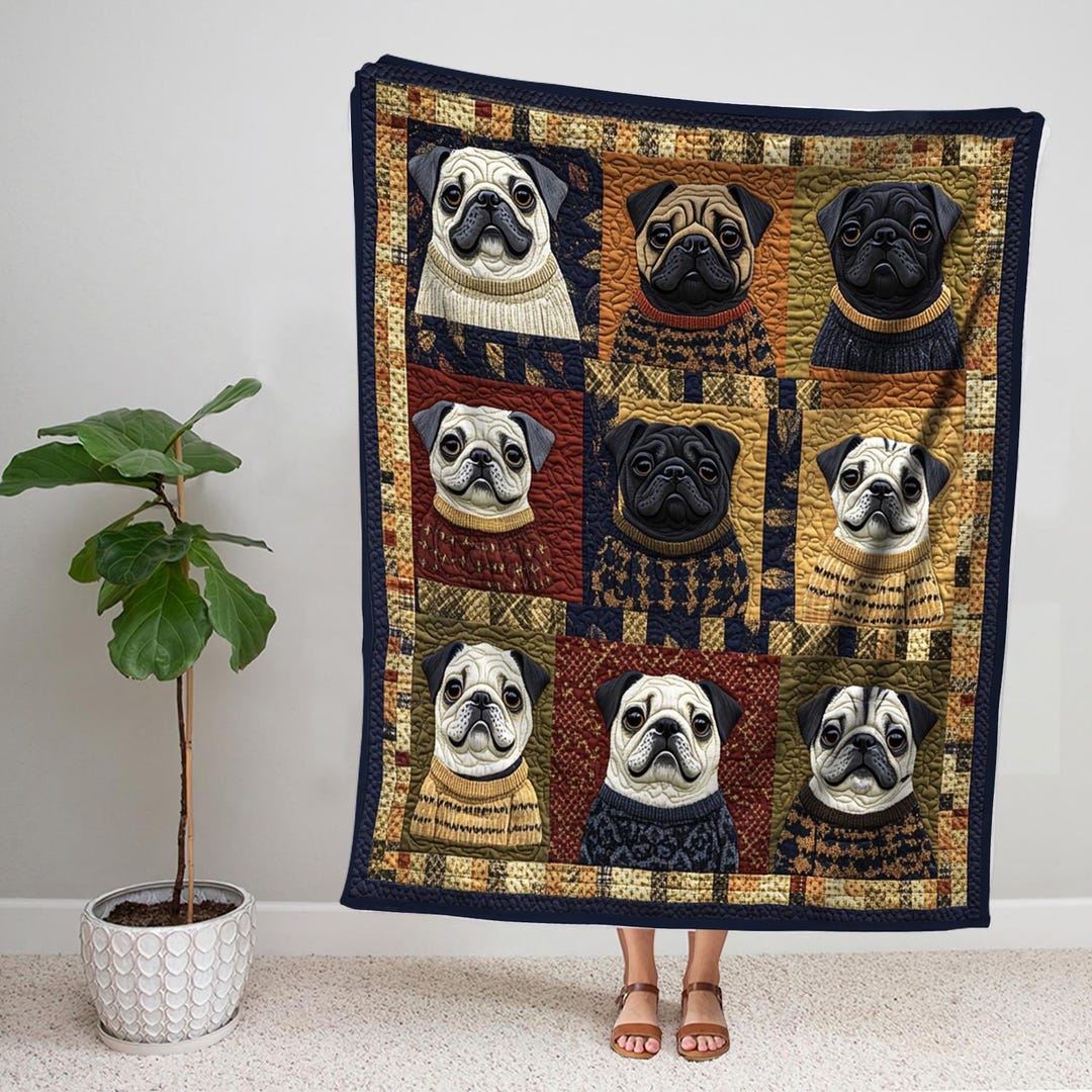 Pug Blanket, Pug Dog Sherpa Blanket, Pug Dog Fleece Blanket, Baby ...