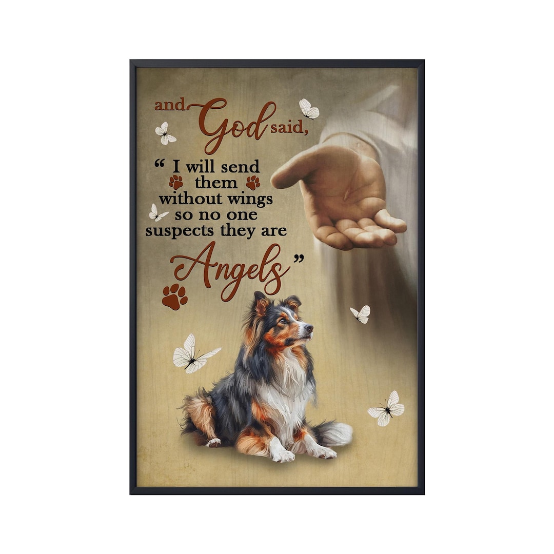 Rough Collie Wall Art, Angels Jesus Poster God With Dog Canvas Poster ...