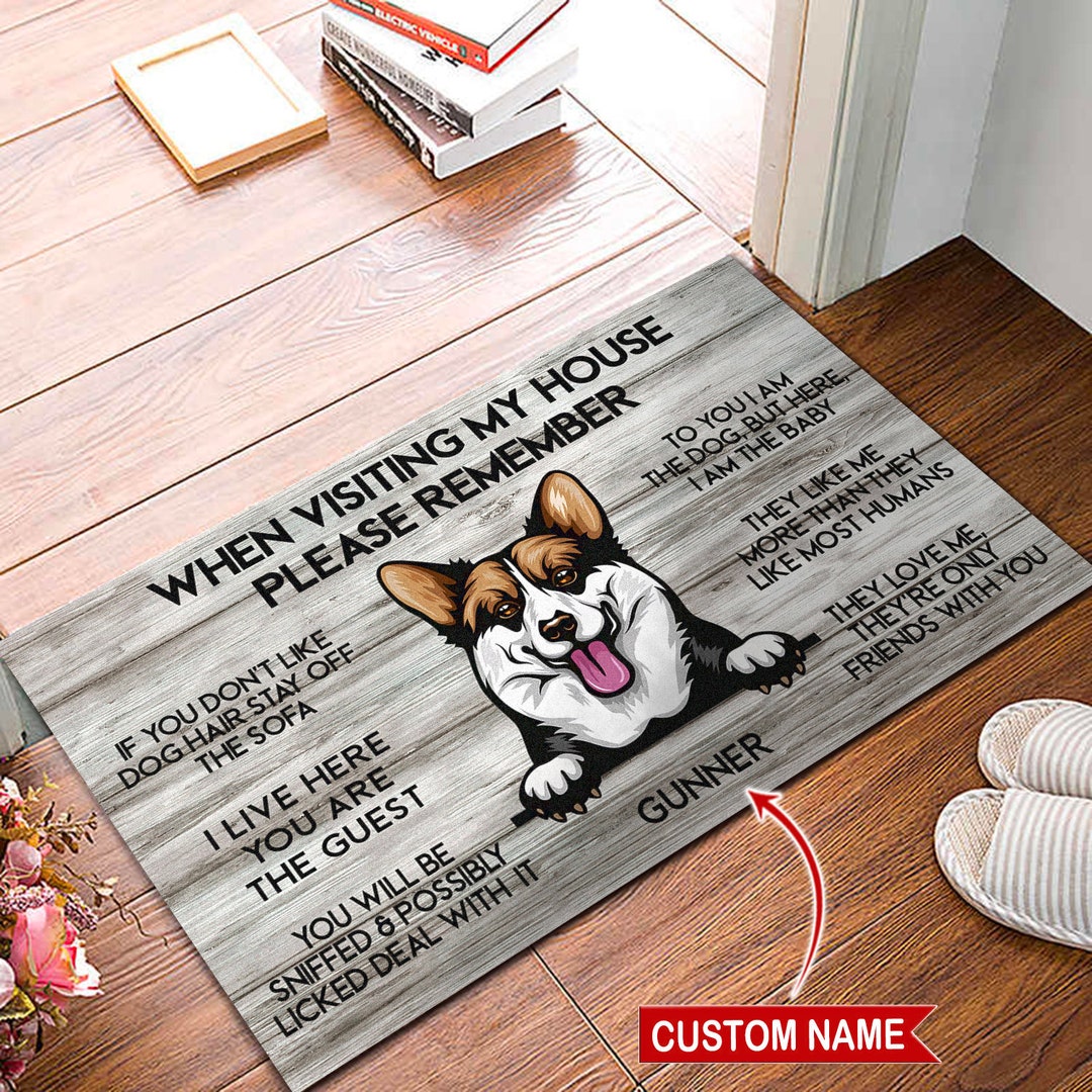 Corgi Rug, Corgi Mat, Corgi Doormat, Visiting My House Mat, Funny Corgi ...