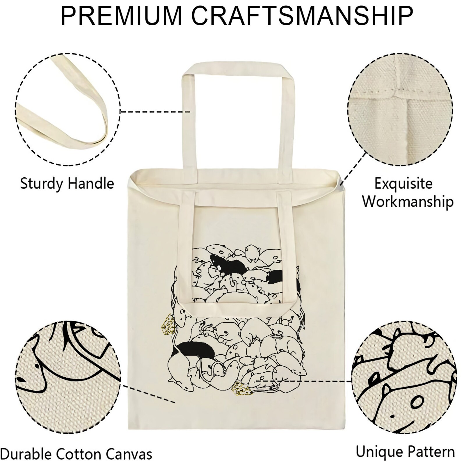 Stack of Rats Line Art Tote Bag Rat Bag Cute Rat Tote Bag - Etsy