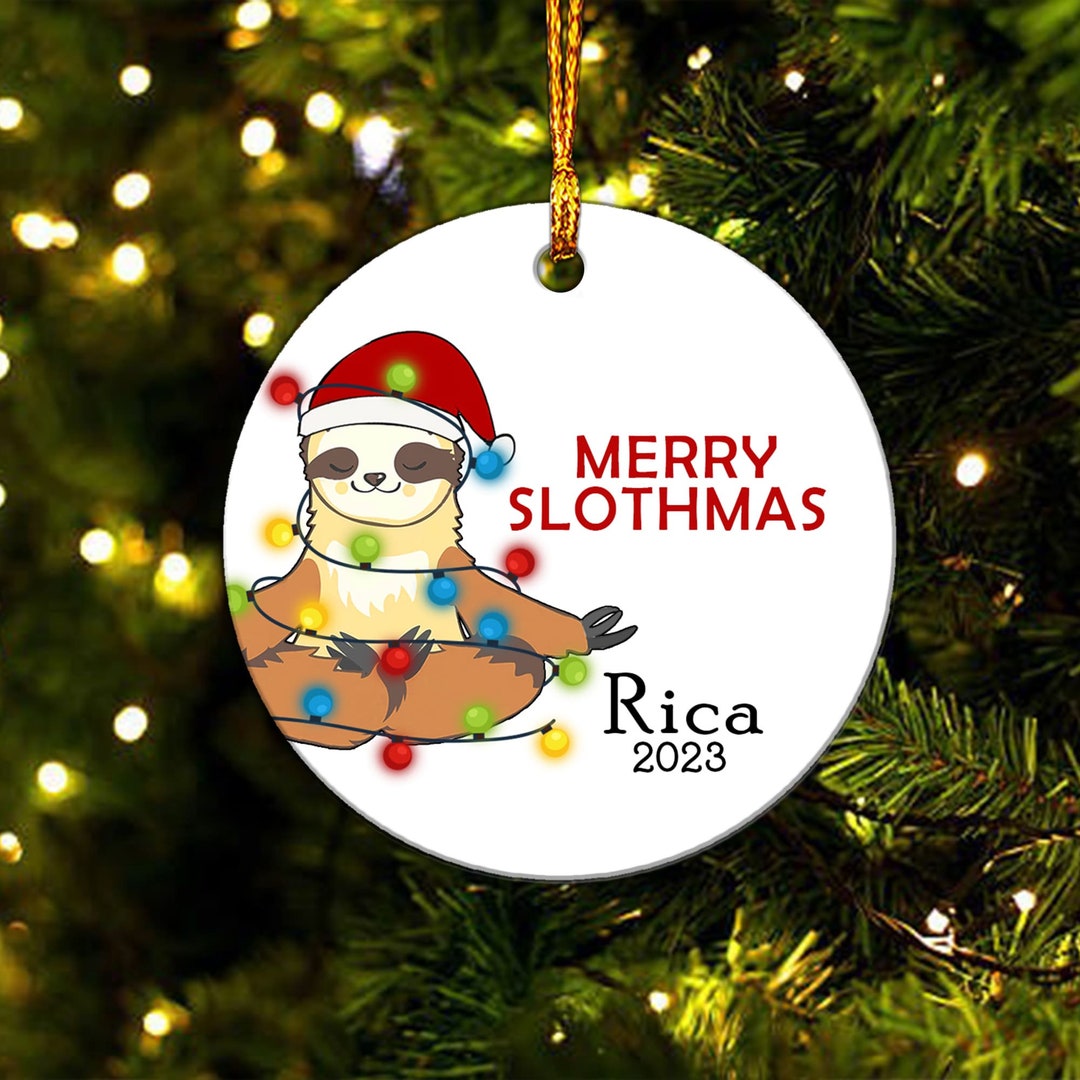 Personalized Sloth Christmas Ornament, Merry Slothmas, Sloth Gifts ...