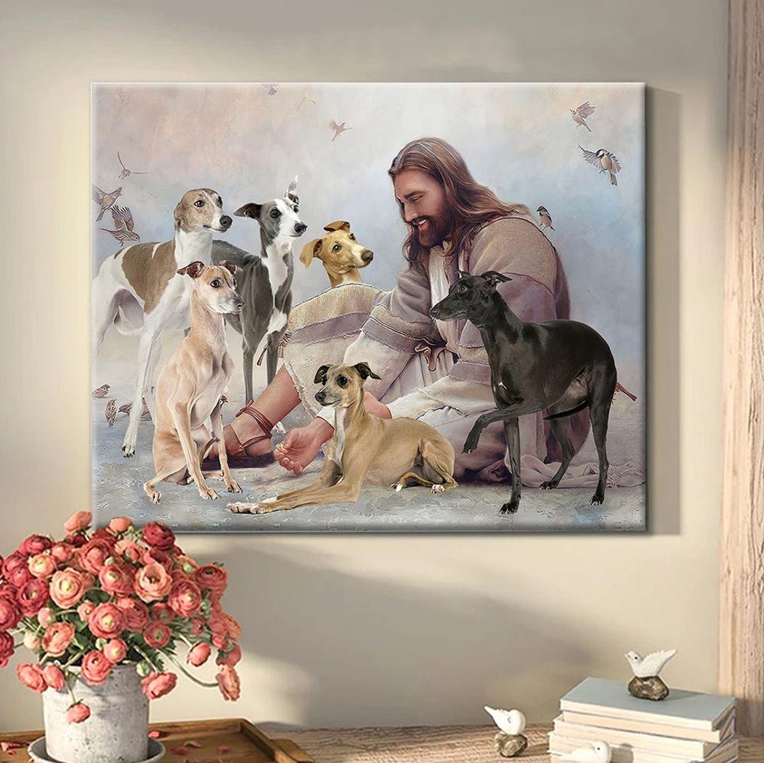 God Surrounded by Italian Greyhounds Wall Art, Angels Jesus Poster, God ...