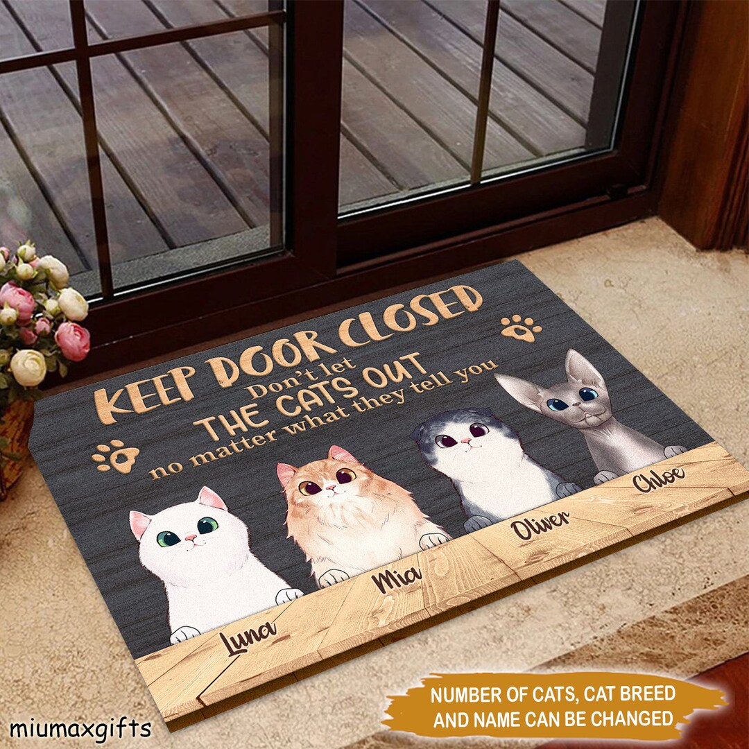 Personalized Cat Doormat, Custom Cat Mat, Cat Mat, Cat Rug, Keep Door ...