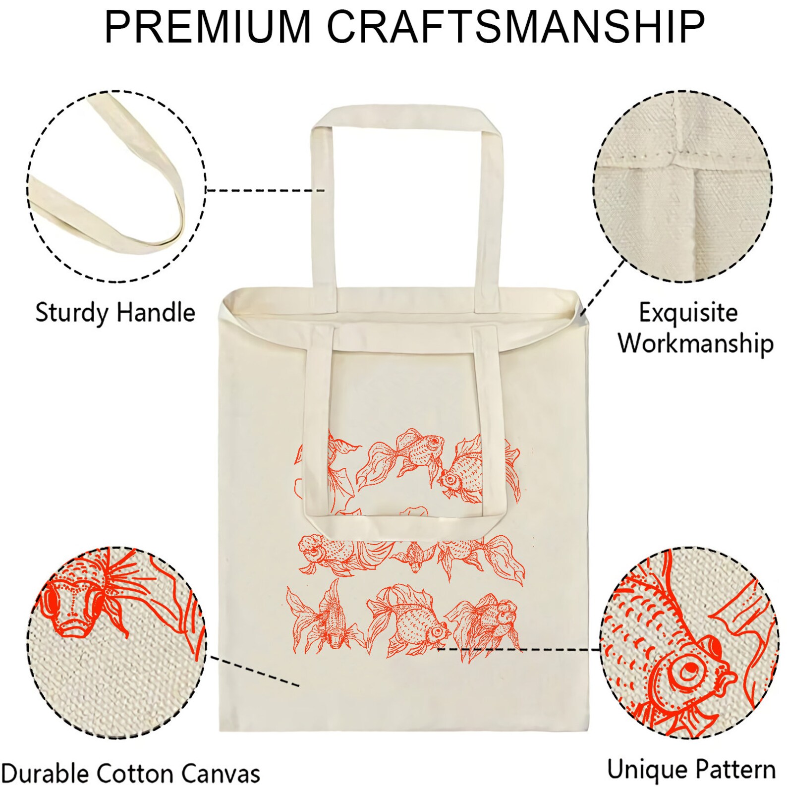 Gold Fish Tote Bag, Fish Tote Bag, Canvas Tote Bag, Gold Fish Lovers ...