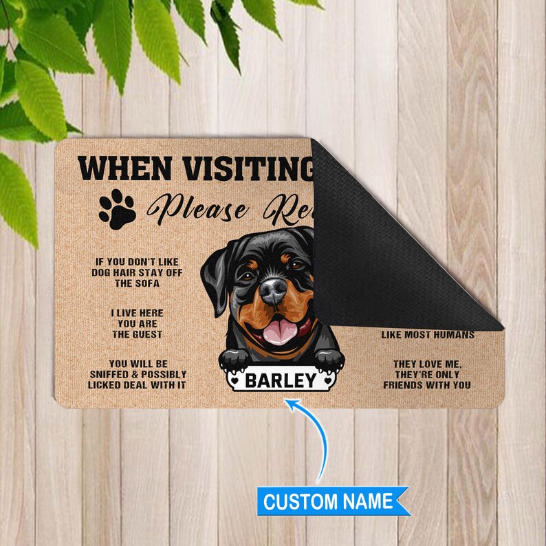 Custom Rottweiler Doormat, Rottweiler Rug, Gift for Dog Lover, Custom ...