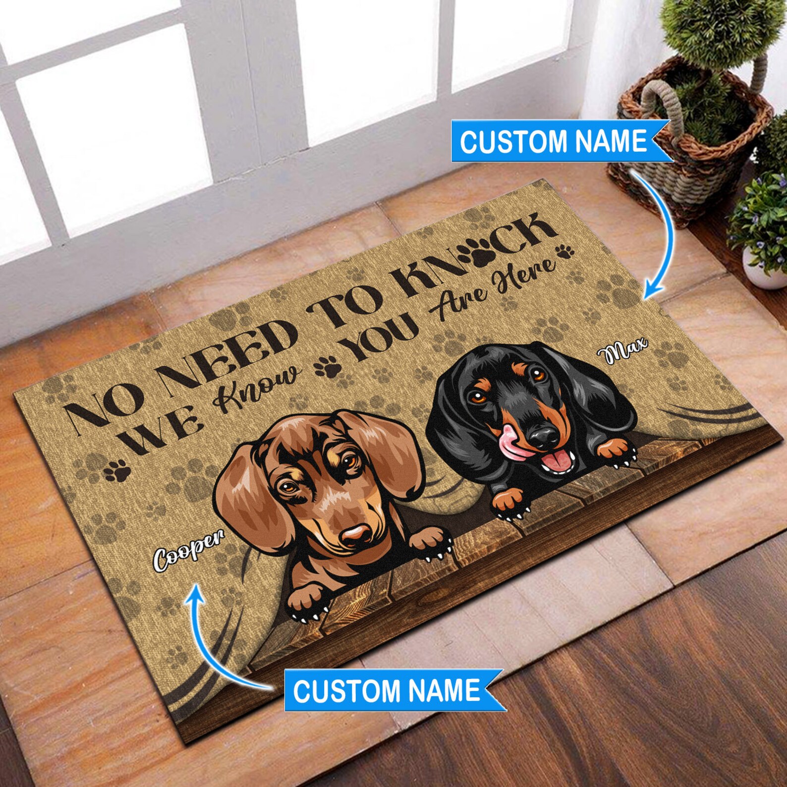 Custom Dachshund Doormat, Dachshund Personalized Doormat, Dachshund Rug ...