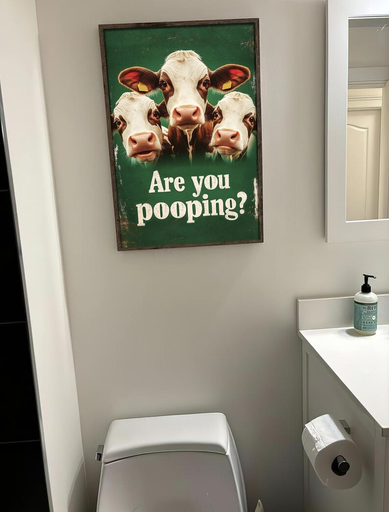 Funny Cow Are You Pooping Poster, Highland Cow Poster Wall Art, Farm ...