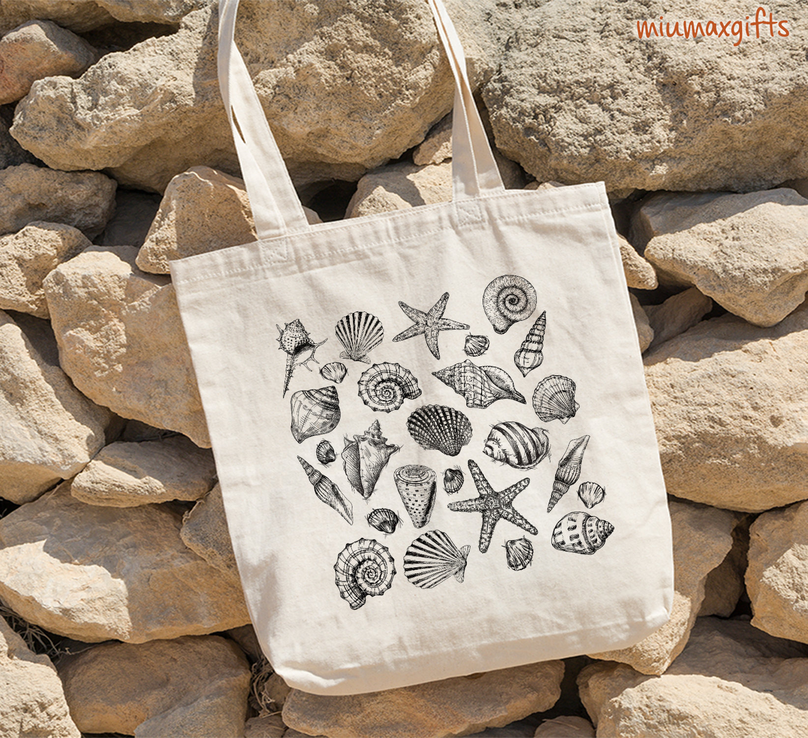 Seashells Starfish Tote Bag, Marine Life Tote Bag, Sea Animal Tote Bag ...
