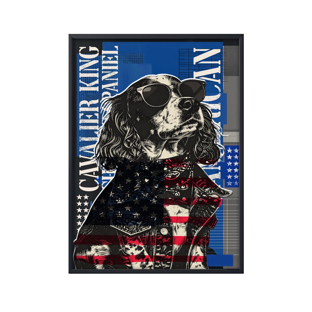 Funny Cavalier King Charles Spaniel Independence Day Poster, Dog Poster ...