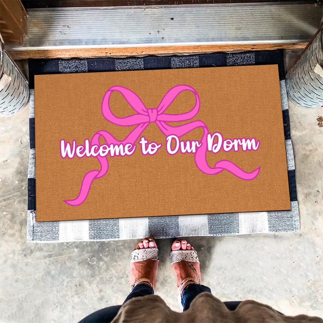 Welcome to Our Dorm Door Mat, Welcome Pink Bow Doormat, Dormitory Pinky ...