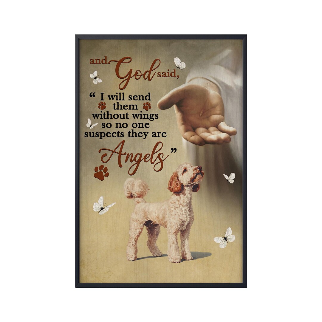 Labradoodle Wall Art, Angels Jesus Poster God With Dog Canvas Poster ...