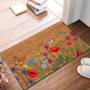 Flowers Doormat, Wildflower Fall Family Gift Doormat, New Home Decor ...