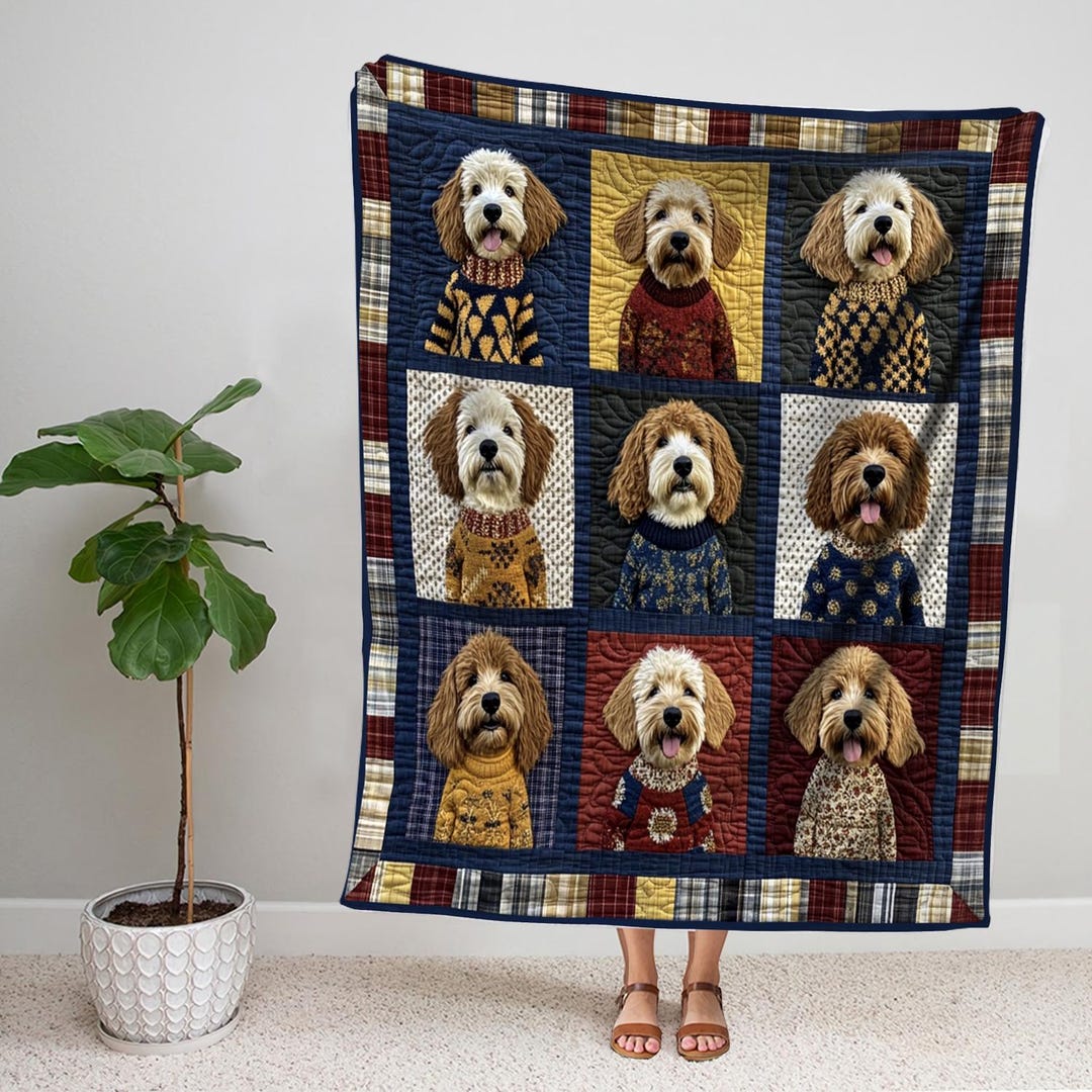 Labradoodle Blanket, Labradoodle Dog Sherpa Blanket, Dog Fleece Blanket ...