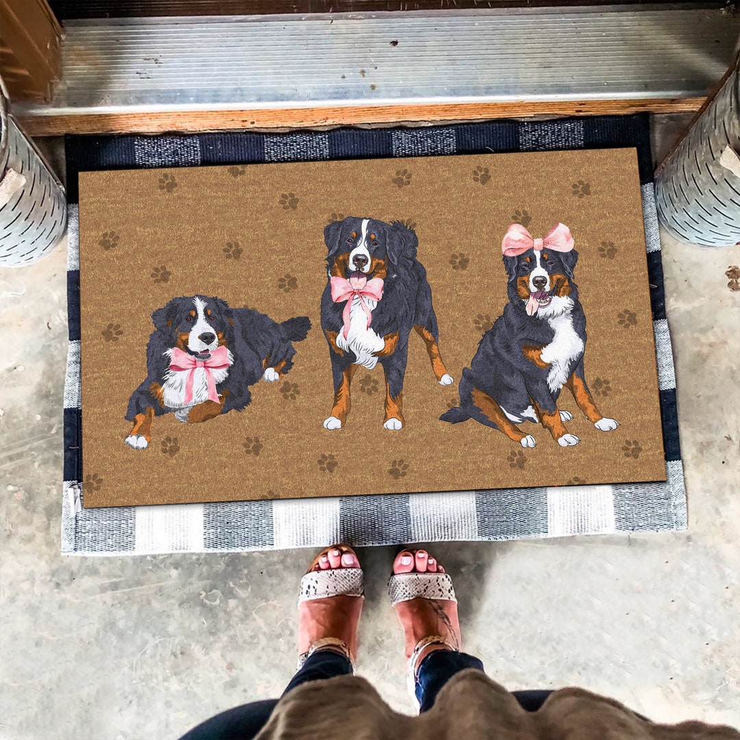 Coquette Bernese Mountain Rug, Bernese Mountain Dog Mat, Coquette Pink ...