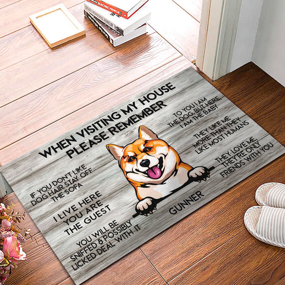 Shiba Inu Doormat, Shiba Inu Rug, Shiba Inu Mat, Visiting My House Mat ...