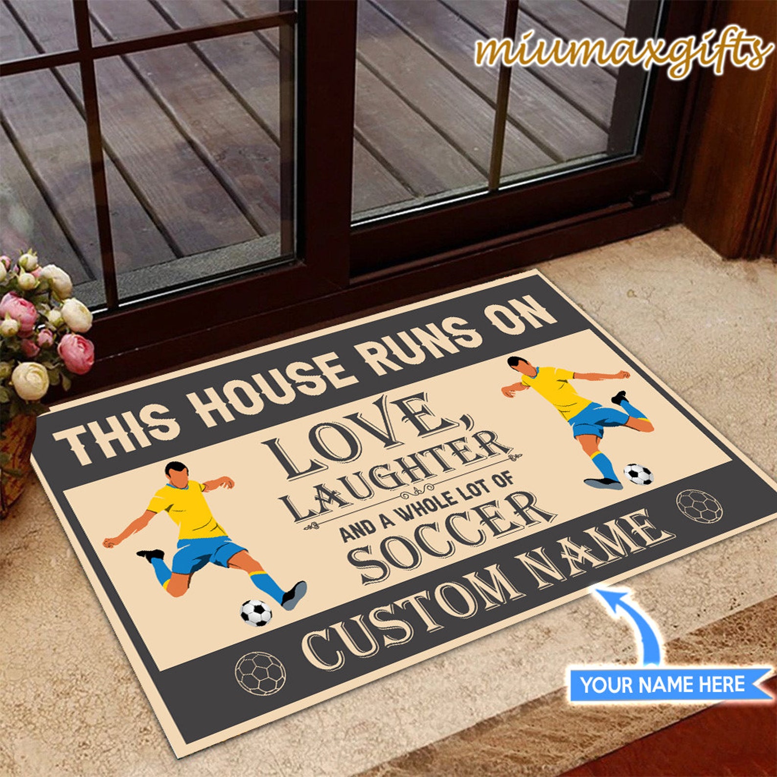 Soccer Doormat, This House Runs on Soccer Mat, Soccer Rug,perfect Gift ...