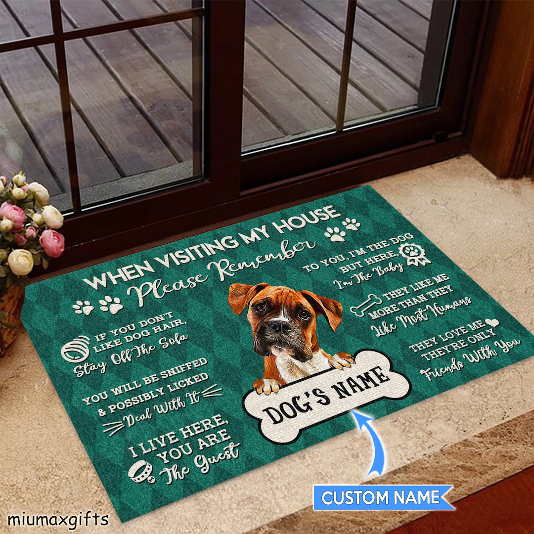 Boxer Rug, Boxer Doormat, Visiting My House Mat, Perfect Gift for Boxer ...