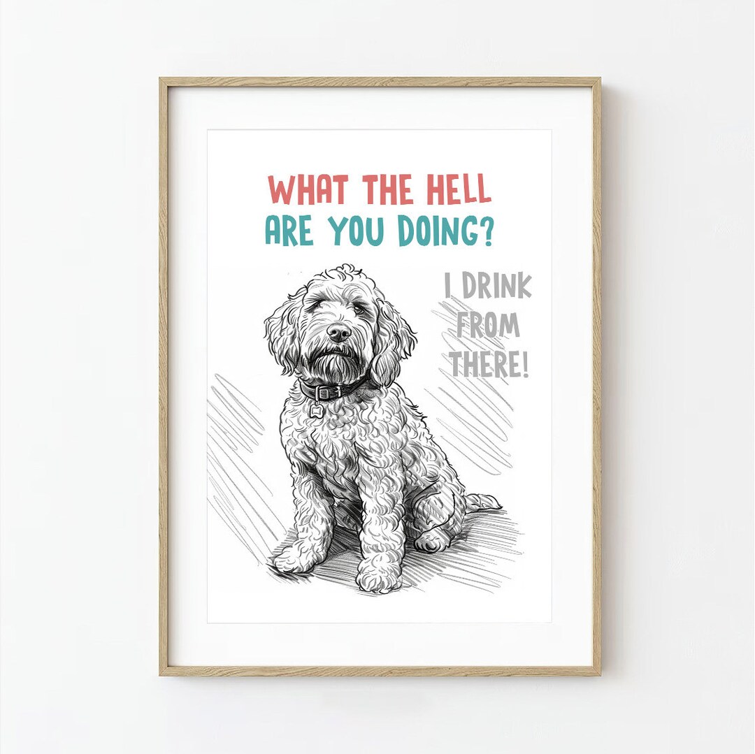 Goldendoodle Poster, Funny Dog Poster, Goldendoodle Canvas ...