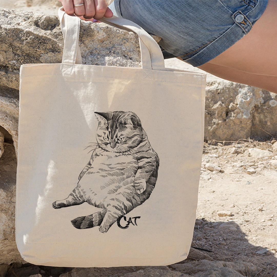 Fat Cat Tote Bag, Cute Cat Bag, Kitten Tote Bag, Cat Design by ...