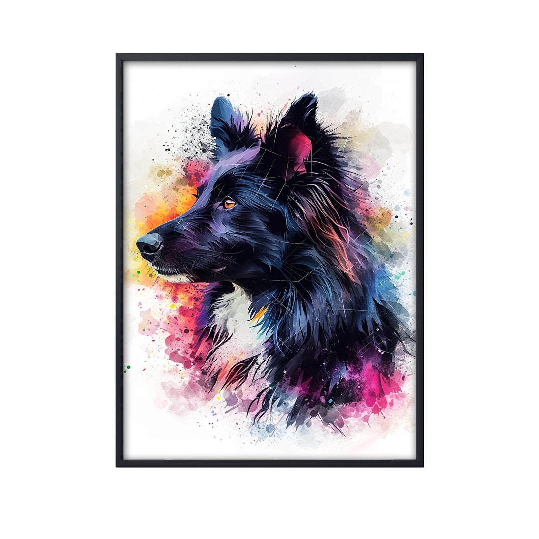 Colorful Black Shetland Sheepdog Wall Art,watercolor Painting Dog ...
