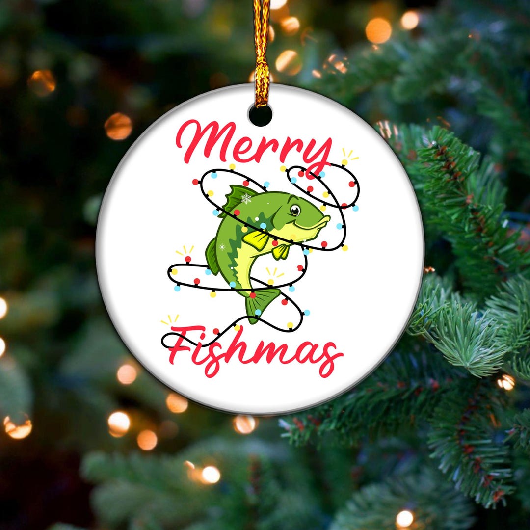 Merry Fishmas Christmas Ornament, Fishing Hunter Gift, Fishing Lover ...