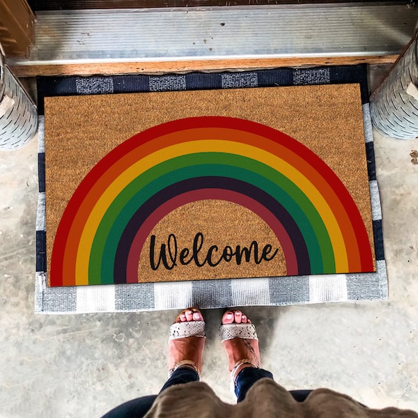 Rainbow Doormat - Etsy