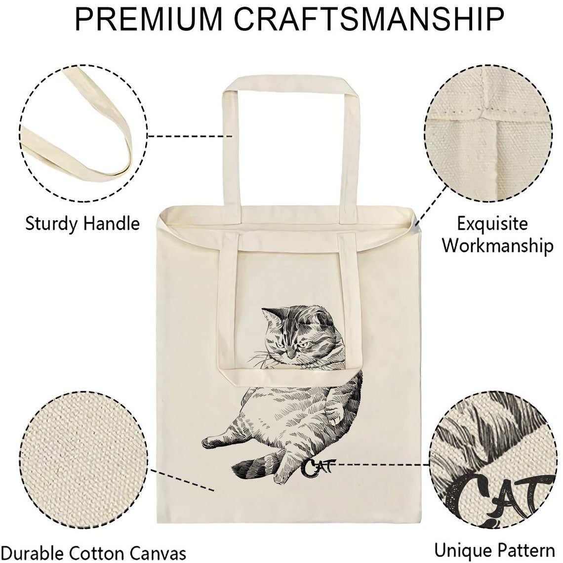 Fat Cat Tote Bag, Cute Cat Bag, Kitten Tote Bag, Cat Design by ...