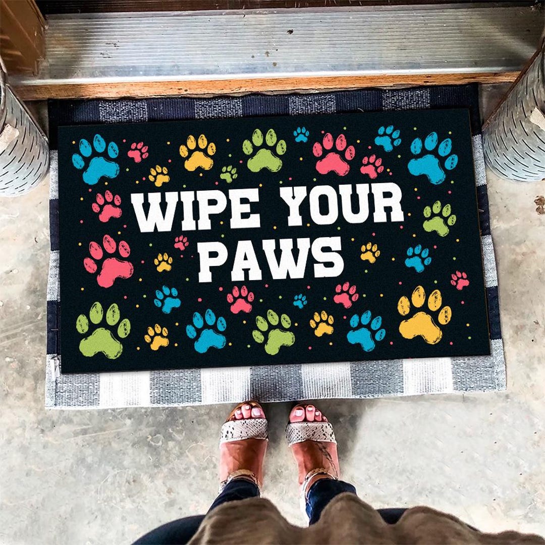Wipe Your Paw Funny Mat, Paw Print Doormat, Cute Dog Doormat, Paw ...