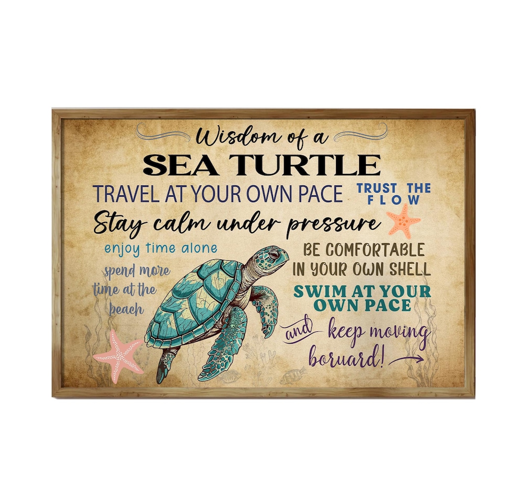 Wisdom of Sea Turtle Wall Art, Turtle Poster, Turtle Canvas Poster, Sav ...