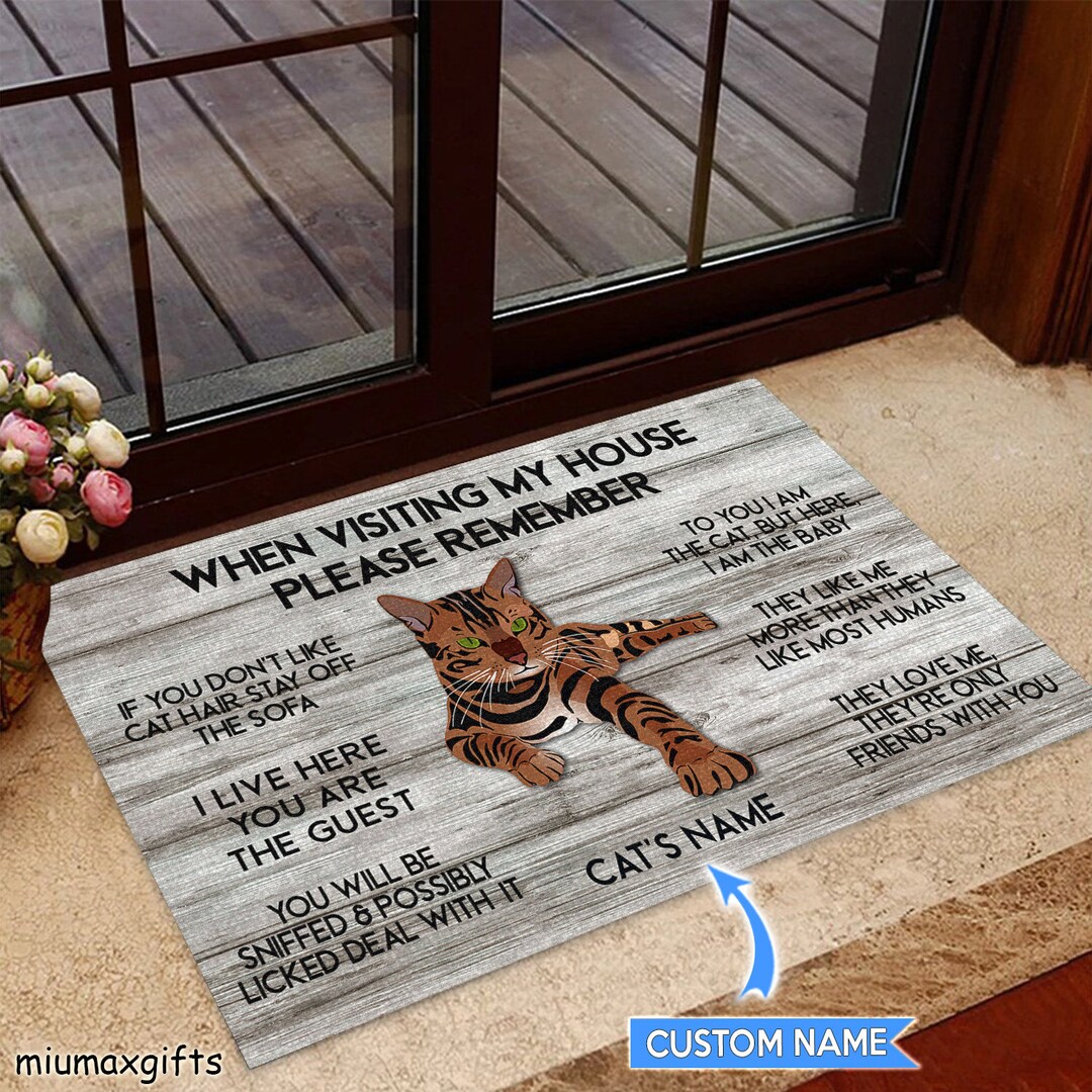 Bengal Cat Rug, Bengal Cat Doormat, Visiting My House Mat, Perfect Gift ...
