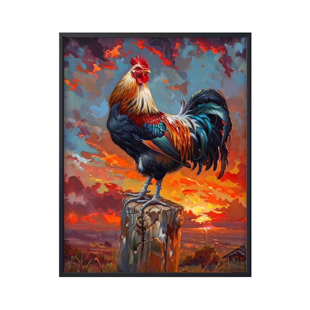 Rooster Poster Canvas, Aesthetic Rooster Wall Art, Rooster Lover Gifts ...