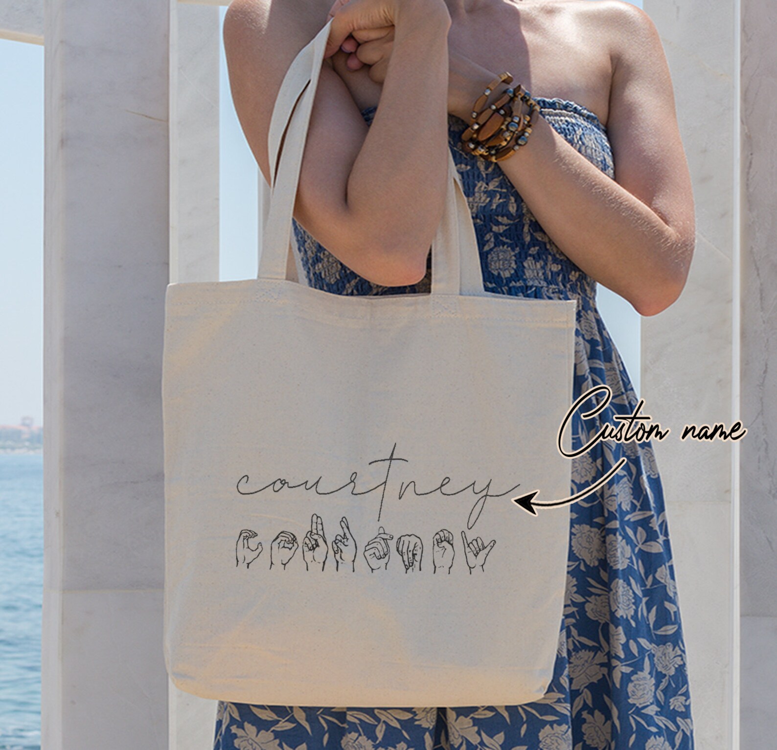 Sign Language Personalized Tote Bag Gift, ASL Gift, Customized Sign ...