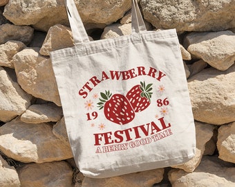 Strawberry Tote Bag Cute Tote Bag Strawberry Bag Plant Tote Aesthetic ...
