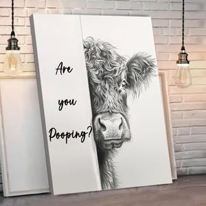 Funny Cow Are You Pooping Poster, Highland Cow Poster Wall Art, Farm ...